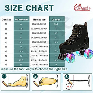 jessie High-Top Roller Skates for Men Women Outdoor and Indoor Roller Skates for Beginner Classic Four-Wheel Roller Skate with Shoes Bag