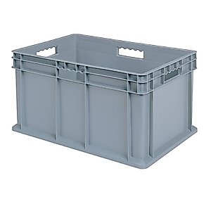 Akro-Mils 37682 Plastic Straight Wall Container Tote with Solid Sides and Solid Base, (24-Inch x 16-Inch x 12-Inch), Gray, (3-Pack)