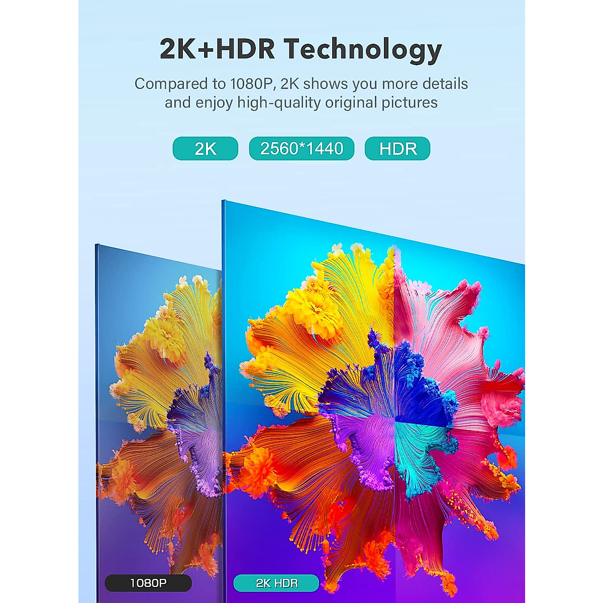 EVICIV Portable Monitor 17.3 Inch 2K 450cd/㎡ 2560X1440 100% sRGB HDR Lightweight Frameless Computer Monitor with VESA FreeSync Travel Monitor Extender Screen for Laptop PC Phone