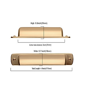 Asidrama 10 Pack 3 Inch(76mm) Brushed Brass Kitchen Cabinet Handles, Cabinet Cup Pulls Kitchen Cabinet Hardware for Cupboard Drawer Pulls