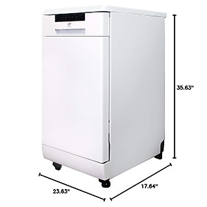 SPT SD-9263W 18″ Wide Portable Dishwasher with ENERGY STAR, 6 Wash Programs, 8 Place Settings and Stainless Steel Tub – White