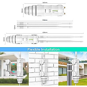 WAVLINK AC600 Outdoor WiFi Upgrade Version Extender,Weatherproof Internet Long Range Signal Booster,Wireless Dual Band 2.4+5G Repeater/Router/AP with POE,No WiFi Dead Zones for Outdoor WiFi Coverage