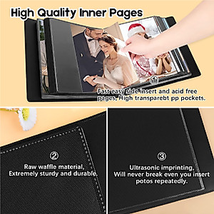 8x10 Photo Album 152 Pockets Hold 8x10 Photos, Photo Album 8x10, Large Capacity Leather Cover Family Wedding Baby Photo Album for 8x10 Pictures, 8x10 Photo Album Book with Black Inner Pages (Black)