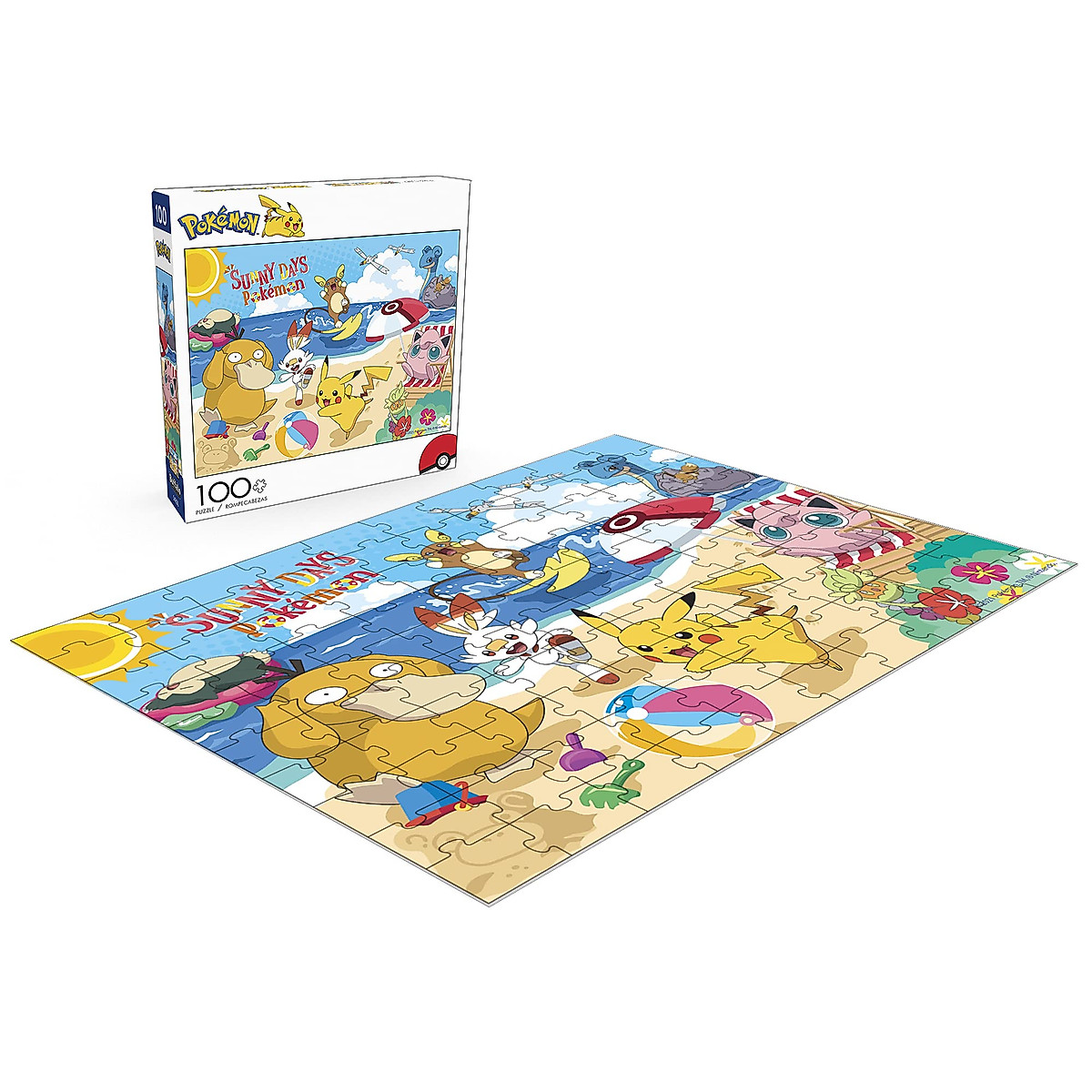 Buffalo Games - Pokemon- Pokemon Beach Day - 100 Piece Jigsaw Puzzle for Families -Challenging Puzzle Perfect for Game Nights - Finished Size is 15.00 x 11.00