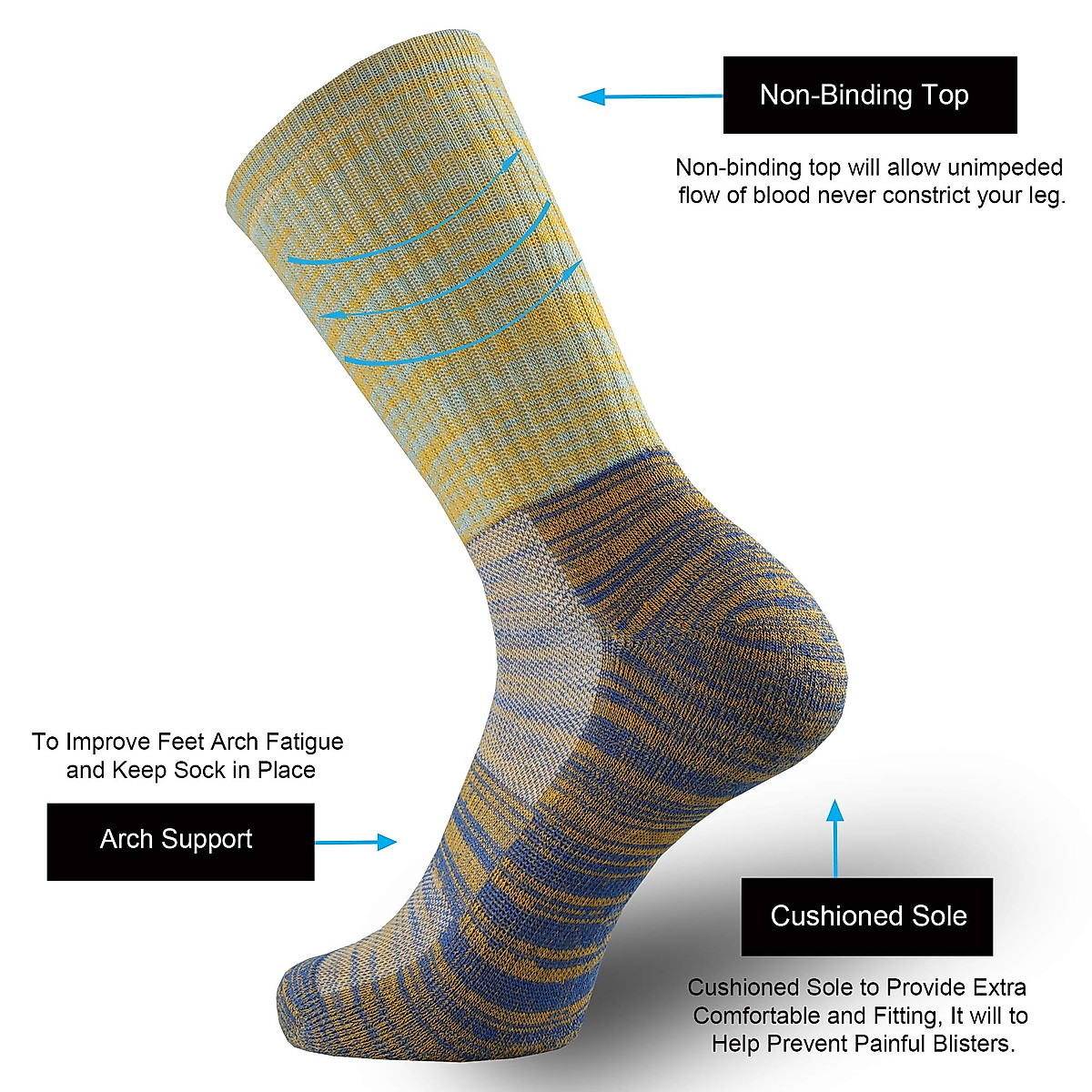 ONKE Merino Wool Cushion Crew Socks for Women Ladies Colorful Casual Dress Outdoor Trail Hiking Hike All Seasons Medium Warm(Multicolor4)