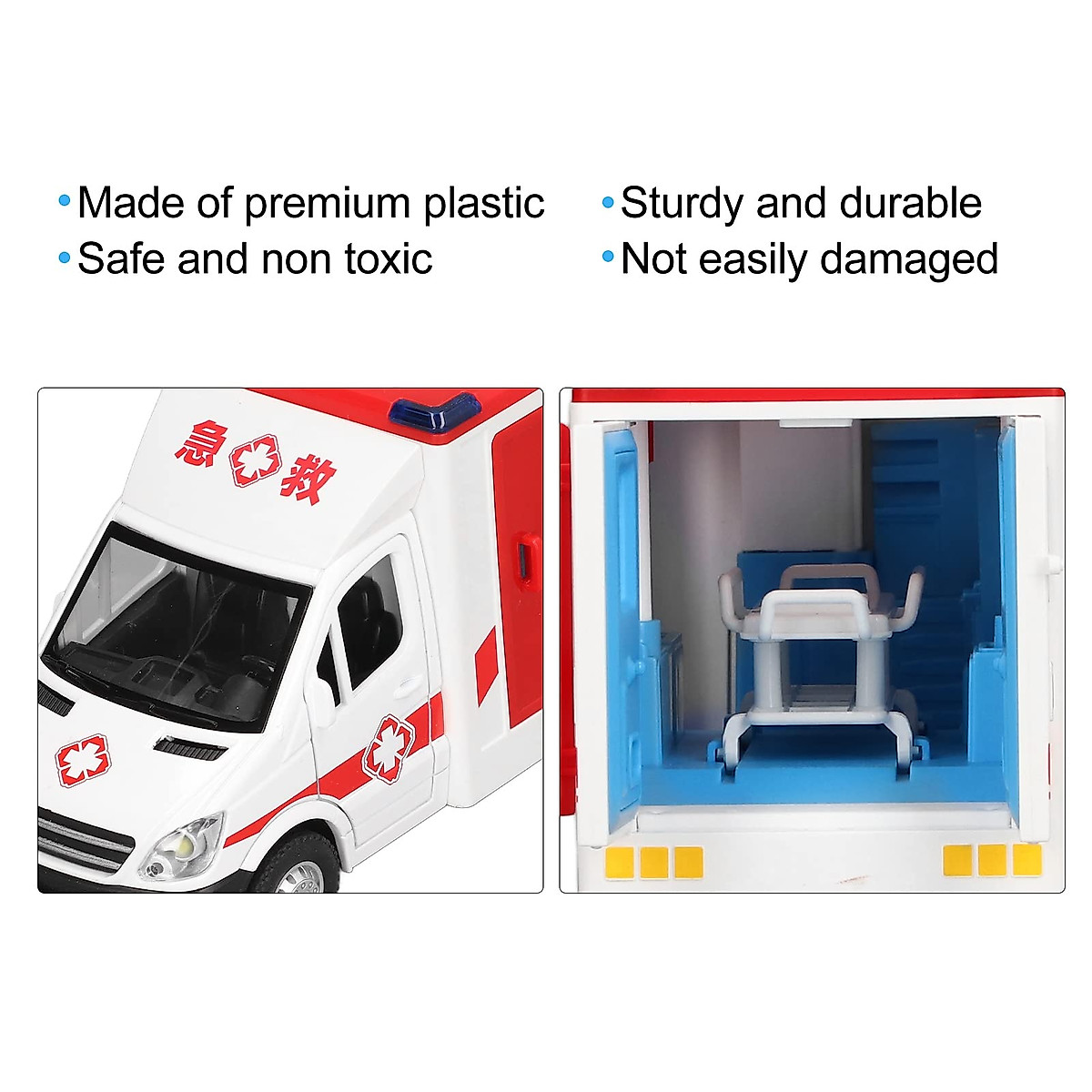 TYTOGE Ambulance Toy Car Alloy High Simulation Friction Powered Wheels Emergency Vehicle Toy with Light and Sound for Kids