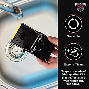 TwinTech Stainless Steel Mechanical Mouse Traps - 4"x2"x2.5" Reusable Snap Traps for Mice - Safe Traps with Finger Protection for Indoor Outdoor Use - 12-Pack