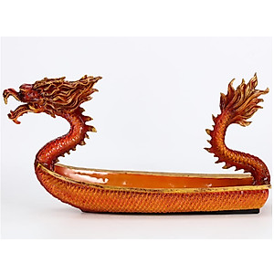 HONHPD Resin Sushi Boat Serving Tray, 23.3 Inch Seafood Plate, Japanese Food Tableware, Salmon Platter, Dry Ice Plate, Large Sushi Boat Plate for Sashimi Board Seafood Party,Coloured Copper