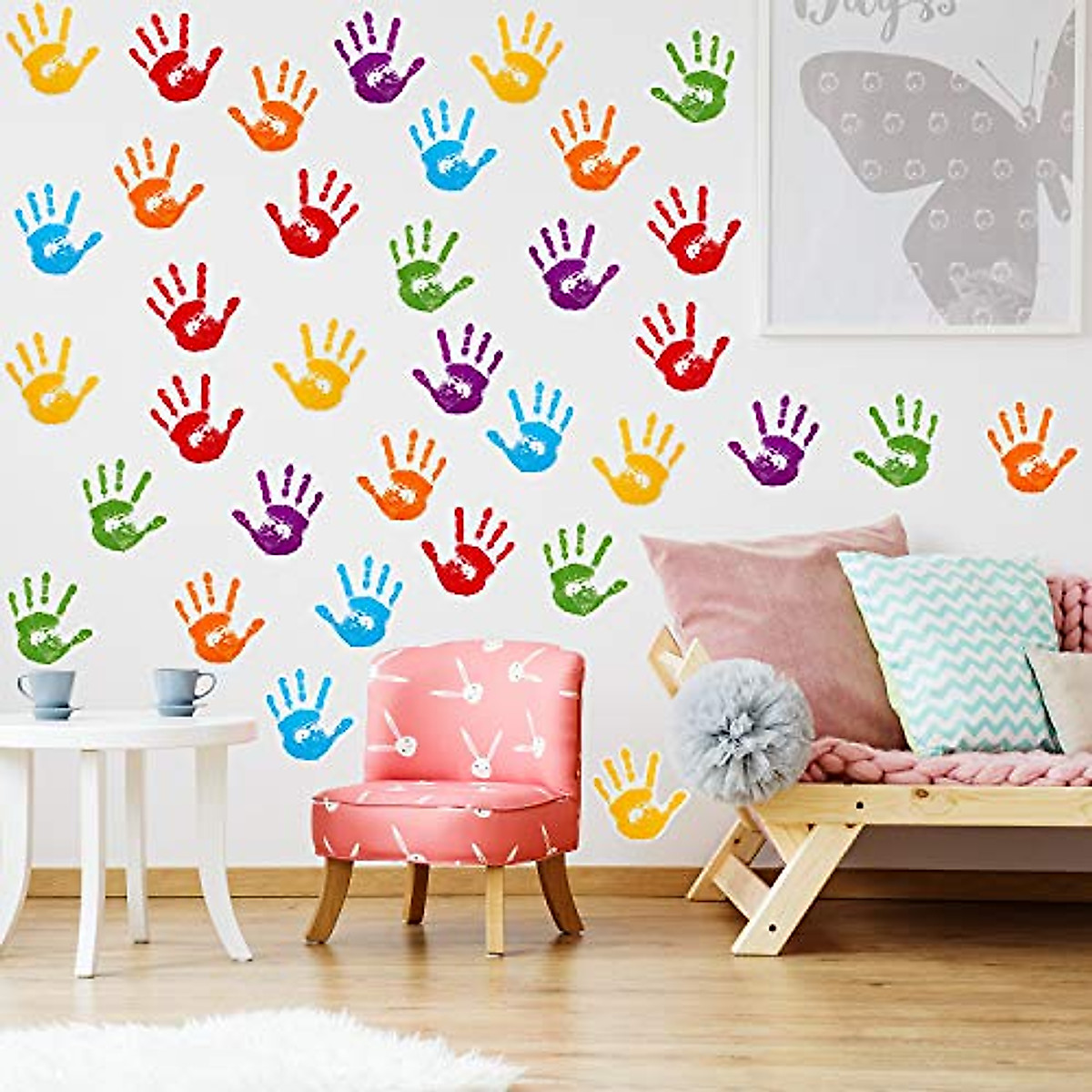 72 Pieces Hands and Feet Cutouts Colorful Handprint Cutouts Footprint Accents Bulletin Board Cutouts Wall Decoration for School Playroom Baby Nursery Kids Bedroom or Art Studio
