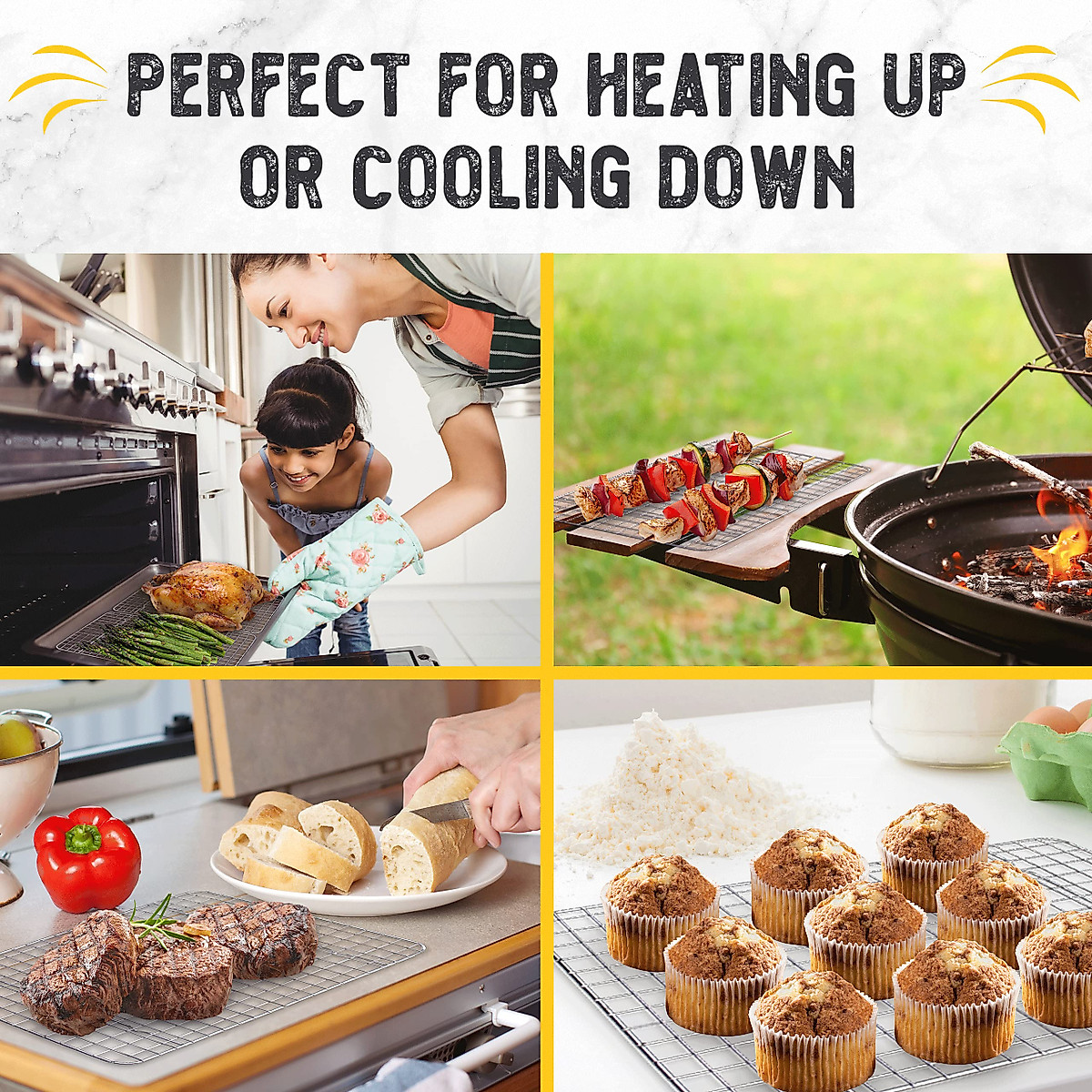 Checkered Chef Cooling Rack - 17" x 12" Oven Safe Stainless Steel Baking Rack for Cooking