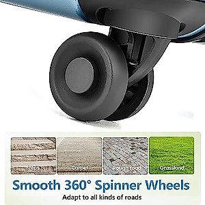 TydeCkare 20 Inch Carry On Luggage with Front Pocket, 21.65 * 15.35 * 7.87" Suitable for Airplane Overhead Bin, 34L PC+ABS Hardshell, Ice Blue