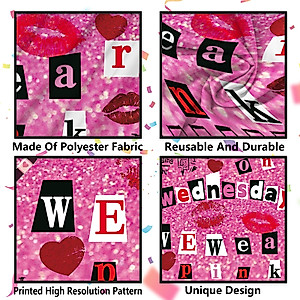 Hot Rose Pink Lips Banner On Wednesdays We Wear Pink Burn Book Pink Girls TV Show Themed Decor Bridal Shower Wedding Night Out Hen Movie Party Supplies