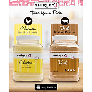 Shirley J Bouillon Powder - Rich, Concentrated, & Less Sodium Chicken Bouillon - Easy to Use Chicken Powder for Soup, Stew, Gravy, & More - 1 lb.