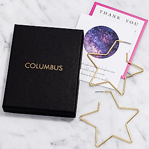 And Lovely 14K Gold Dipped Star Earrings - Statement Hoop Earrings - Drop Dangle Earrings (Gold Star Hoop)