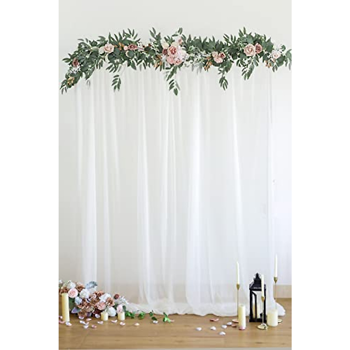 Lookein White Sheer Curtains 120 Inches Long Wrinkle-Free Curtains for Backdrop Window Curtains for Bedroom Party Wedding