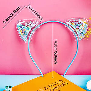 Santoddle Glitter Cat Ears Headbands - 7Pcs Sparkly Colorful Sequin Head Bands for Kids, Cosplay, and Party Wear