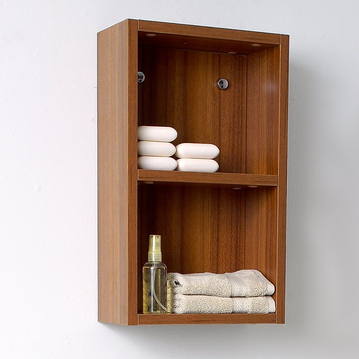 Fresca Bath Bathroom Linen Side Cabinet with 2 Open Storage Area, Teak