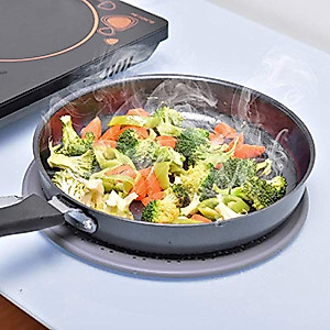 11" Silicone Splatter Screen Pan Cover with Folding Handle, Heat Insulation Cooling Mat, Strainer, Drain Board, Oil Splash Guard for Frying Pan