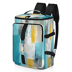 Yellow Light Blue Abstract Oil Painting (04) Gym Duffle Bag for Traveling Sports Tote Gym Bag with Shoes Compartment Water-resistant Workout Bag Weekender Bag Backpack for Men Women