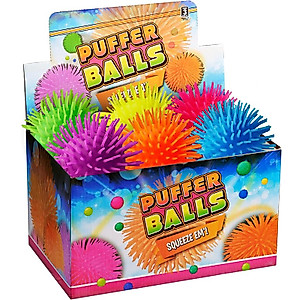 Bedwina Puffer Balls (Pack of 12) - Stress Balls Bulk, Neon Sensory Ball, Stress Relief Squishy Balls & Therapy Ball Toy for Kids for Goodie Bags, Stress Balls Bulk