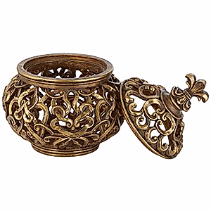 Kensington Hill Sherise Antique Gold Fleur-de-Lis Jars with Lid Set of 2