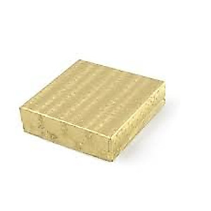 12 Pack Cotton filled Gold Foil Paper Cardboard Jewelry Gift and Retail Boxes 3 X 3 X 1 Inch Size by R J Displays