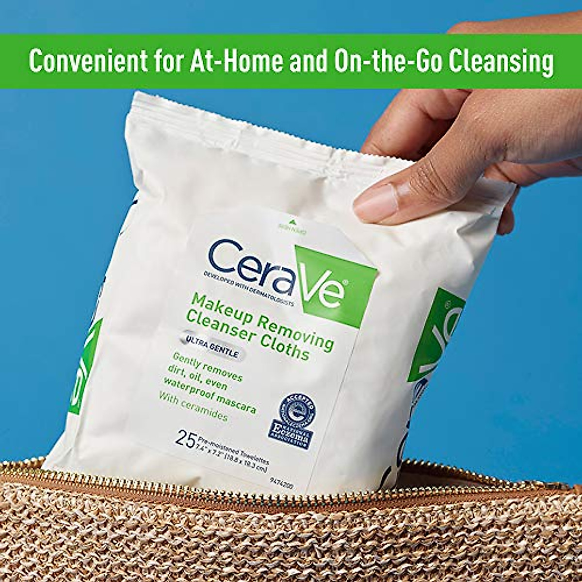 CeraVe Makeup Removing Cleanser Cloths, Wipes to Remove Dirt, Oil, & Waterproof Eye & Face Makeup, Fragrance Free, 25 Count (Pack of 3)