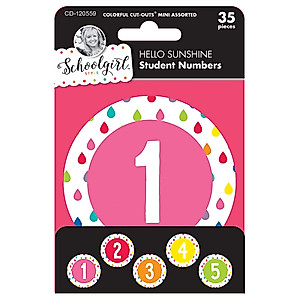 Schoolgirl Style - Hello Sunshine | Student Numbers Colorful Cut-Outs, Classroom Décor, 35 Pieces