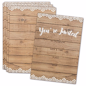 ukebobo Wedding Invitations with Envelopes – Farmhouse Rustic Invitation for Wedding Couple,Bridal Shower, Engagement – 30 Cards With Envelopes