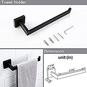 BAGNOLUX Matte Black Bathroom Accessories Set, 4-Piece Wall Mounted Towel Bar Set Towel Racks for Bathroom Heavy Duty, 23.6 Inch