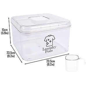 Xbopetda Laundry Pods Container, Large Capacity Clear Laundry Pods Holder, Laundry Pods Storage with Flip Lid, Laundry Detergent Dispenser with Measuring Cup, Laundry Room Organization and Storage