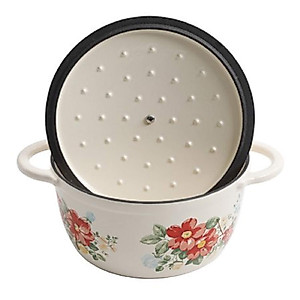 The Pioneer Woman Timeless Beauty Vintage Floral 3-Quart Enameled Cast Iron Casserole w/Lid
