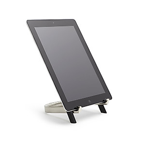 Umbra Udock Tablet/Phone Holder, Phone Easel/Tablet Easel -- Great For Kitchen, Props Up Your Screen So You Can Follow Along With Recipes, Read/Watch Online Content, Black/Nickel Finish