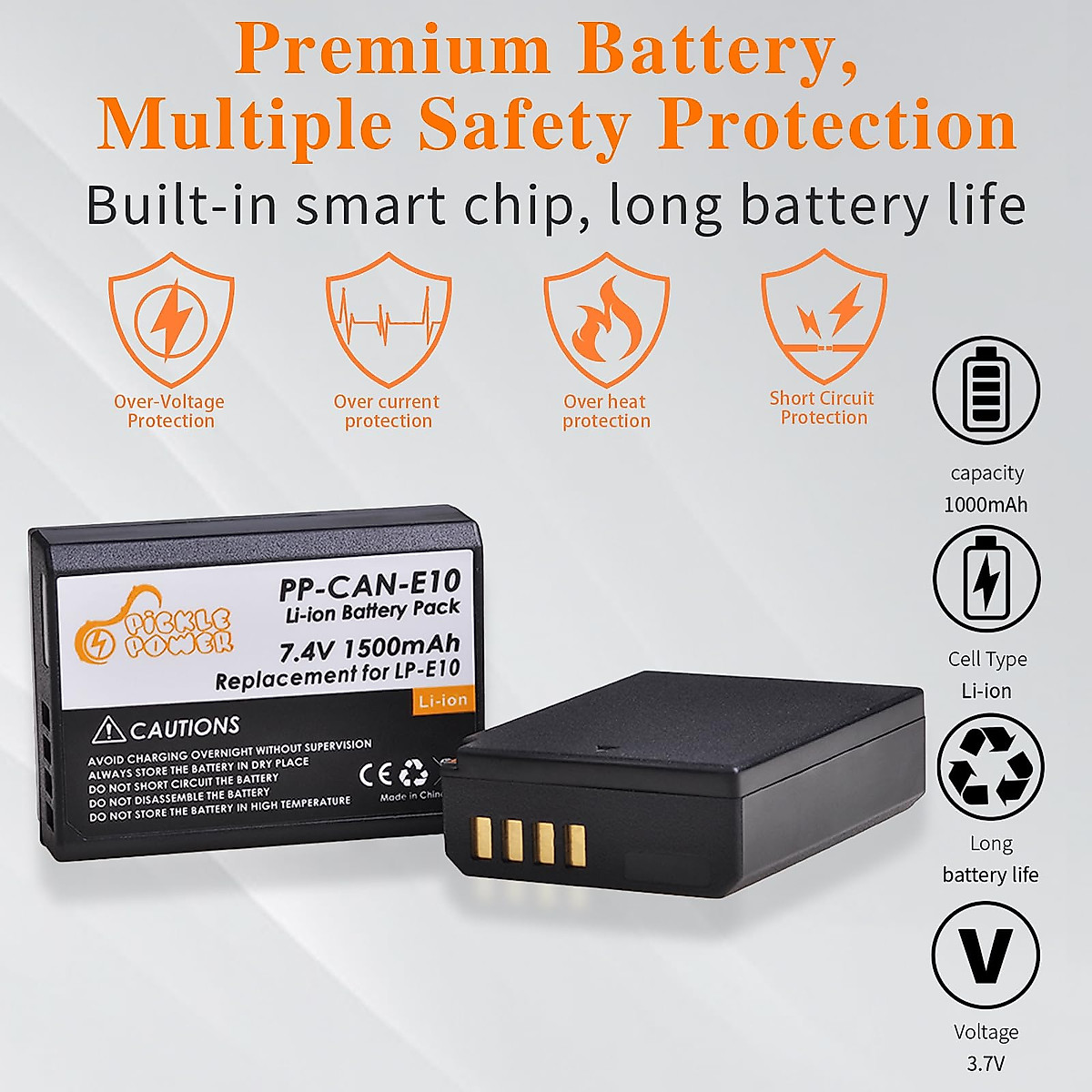 LP-E10 LPE10 Battery and LED USB Dual Charger with Type C Port Replacement for Canon EOS Rebel T6 T5 T7 T3 EOS 1200D 1100D 1300D 1500D 2000D 3000D Rebel KISS X50 X70 X80 X90