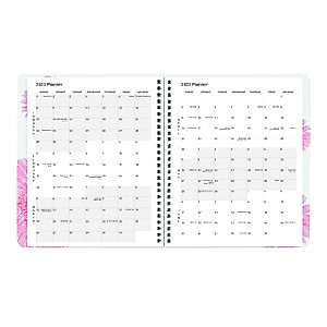 Brownline 2023 Pink Essential Monthly Planner, 14 Months, December 2022 to January 2024, Twin-Wire Binding, 8.875" x 7.125", Pink Daisy (CB1200G.05-23)