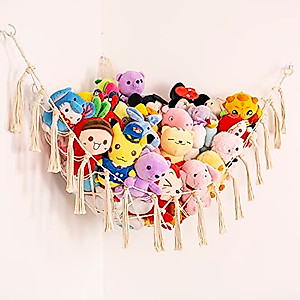 MAKEONEWO Stuffed Animal Net or Hammock -Handmade Large Macrame Toy Hammock Organizer Stuffed Animal Display Corner Hanging Net Plush