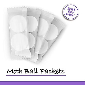 Reefer-Galler Moth-Tek Lavender-Scented Moth Ball Packets - 12 oz - Snowhite Paper Covered Moth Ball Packet for Closets, Drawers, and More