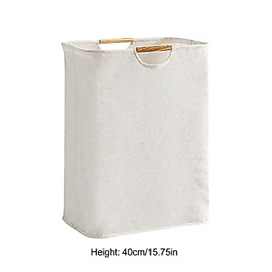 Large Laundry Basket Waterproof Laundry Hamper with Wooden Handle Dirty Clothes Basket Storage Basket Laundry Bin for Household Bathroom(Small)