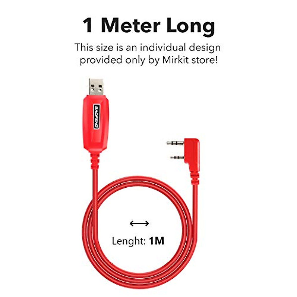 BAOFENG Programming Cable UV-5R/5RA/5R Plus/5RE, UV3R Plus, BF-888S, 5R EX, 5RX3, GA-2S, UV-82 (39 inch Mirkit Red, Version 2022, This one Works!)