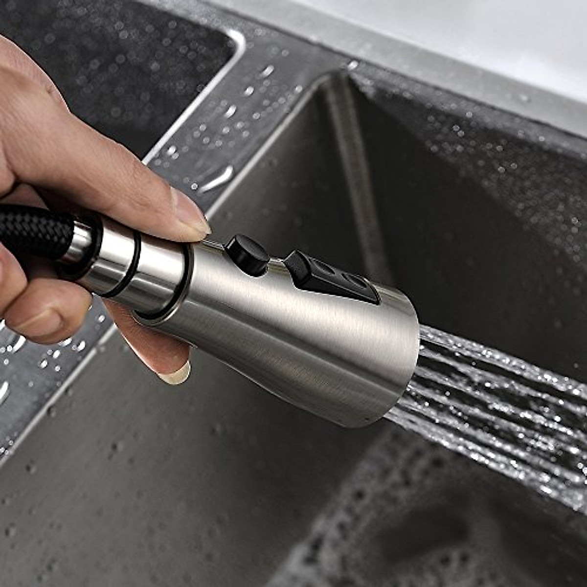 Delle Rosa Kitchen Faucet, Brushed Nickel, Single Handle, Pull-Down, 3-Way Spray Setting, Easy Installation, Lead-Free