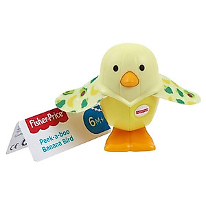 Fisher-Price Infant Rattle and Clicker and Texture Toy - Yellow Peek-a-Boo Banana Bird