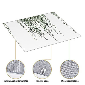 Green Plants Printed Drying Mat For Kitchen Ultra Absorbent Microfiber Dishes Drainer Mats Non-Slip Silicone Quick Dry Pad - 18 X 16inch