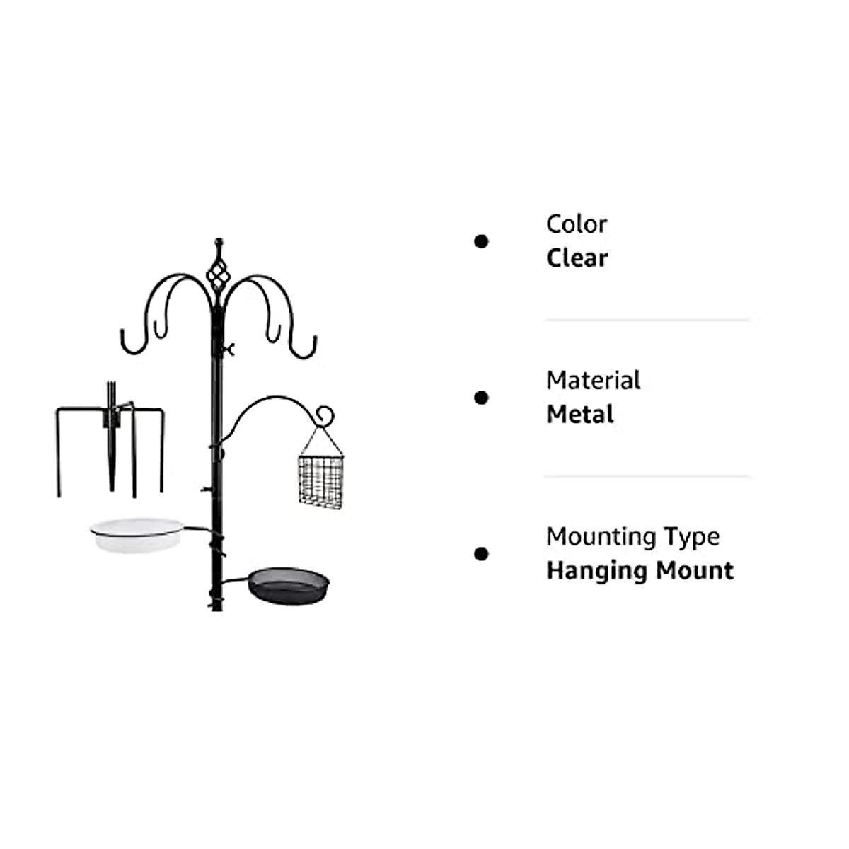 yosager Premium Bird Feeding Station Kit, 77" x 19" Bird Feeder Pole, Deluxe Multi Feeder Hanging Kit with Metal Suet and Bird Bath for Wild Birds Watching, Birdfeeder and Planter Hanger