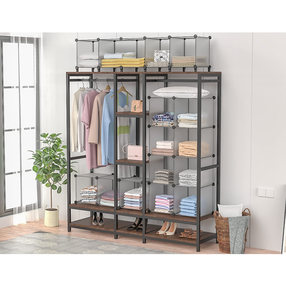 HOMIDEC Closet Organizer, 12-Cube Closet Organizers and Storage, Portable Closet Shelves, Clothing Storage (Grey)