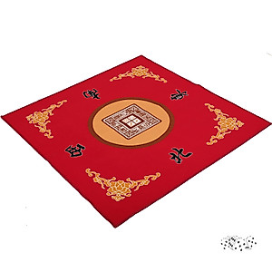 GUSTARIA Chinese Mahjong Set, with X-Large 144 Numbered Melamine Yellow Tiles, 2 Spare Tiles, 6 Dice and a Wind Indicator, Carrying Travel Case with English Instruction, Mahjong Mat(Red)