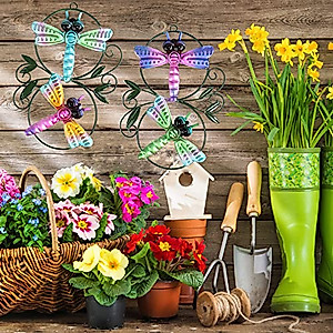 ASAKOKEA Metal Wall Decor Cute Dragonfly Metal Yard Art Garden Decor Outdoor Gifts for Women - Set of 2
