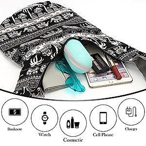 Fecialy Bohemian Shoulder Bag Printed Hippie Hobo Sling Bags Canvas Crossbody Bag for Women