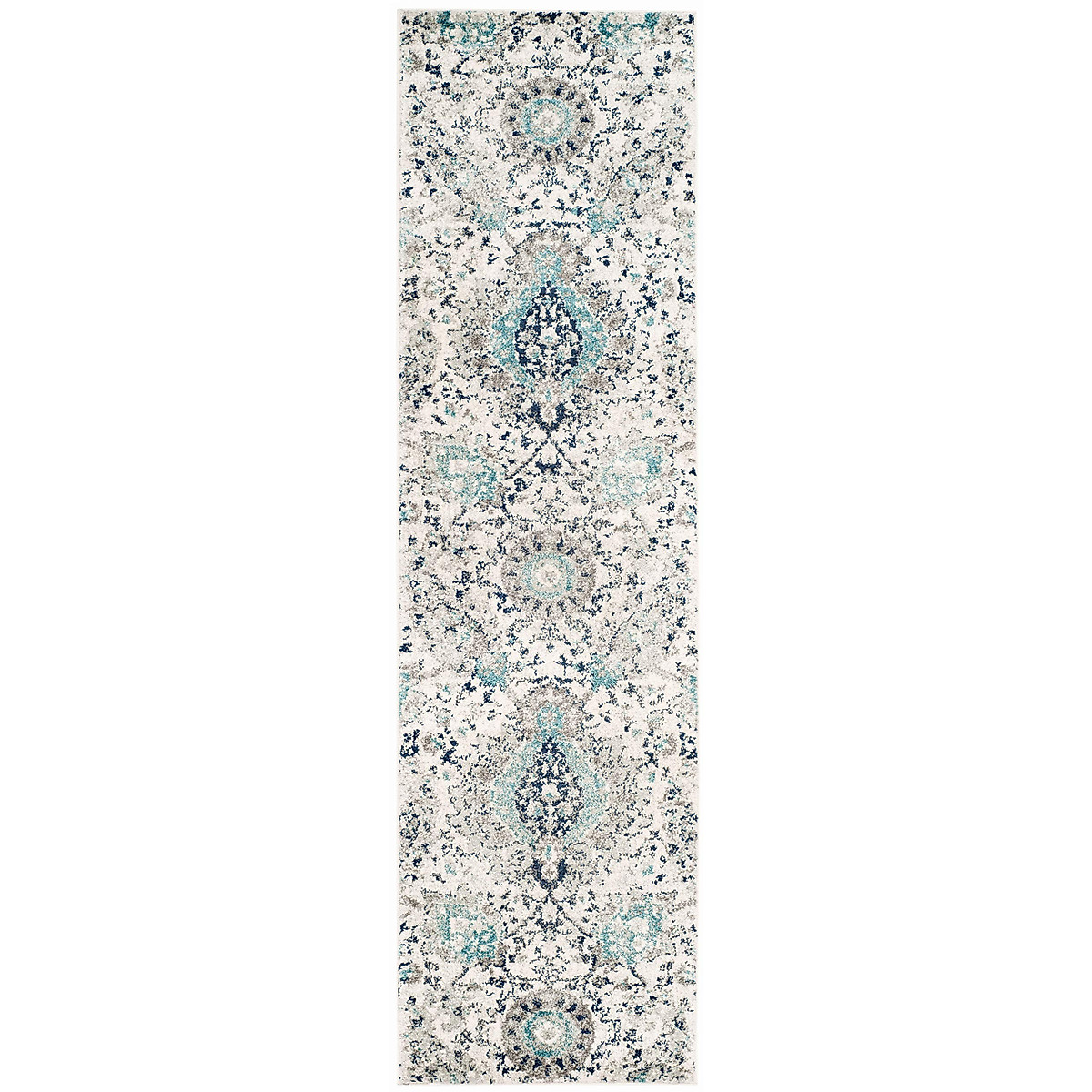 SAFAVIEH Madison Collection Runner Rug - 2'3" x 12', Cream & Light Grey, Boho Chic Glam Paisley Design, Non-Shedding & Easy Care, Ideal for High Traffic Areas in Living Room, Bedroom (MAD600C)