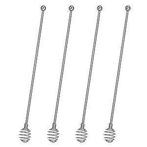 Coffee Stir Sticks,BURLIHOME Stainless Steel Swizzle Sticks 4Pcs Reusable Beverage Stirrers with Honey Shape