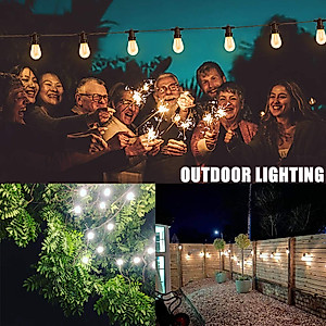 Outdoor String Lights Patio Hanging Light with LED Dimmable Light Bulbs Garden Deck Backyard Waterproof Shatterproof 50FT
